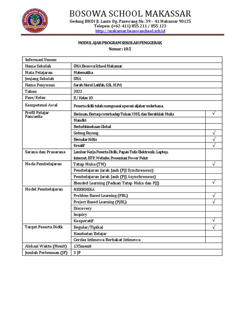 03 Modul Ajar 10 SPLTV | PDF