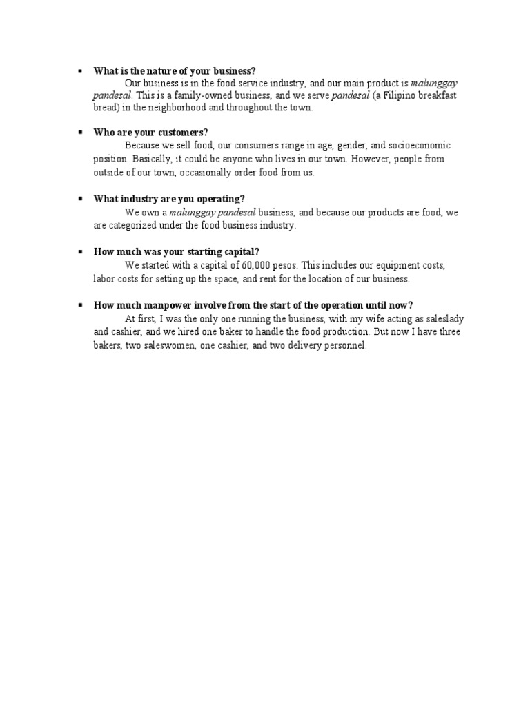 What Is The Nature of Your Business | PDF