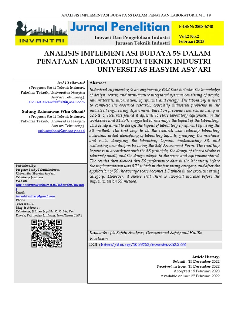 Analisis Implementasi Budaya 5S Dalam Penataan Lab | PDF | Laboratories | Observation