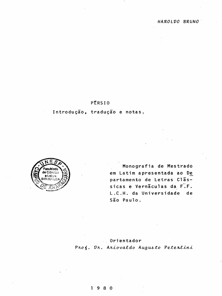 Pérsio - Introdução Tradução e Notas - Sátira I A VI | PDF