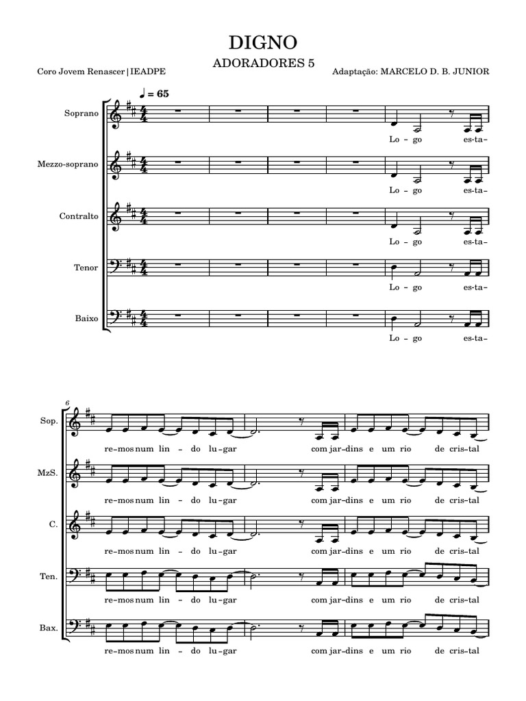 DIGNO-Partitura e Partes | PDF | Show musical | Música de coral