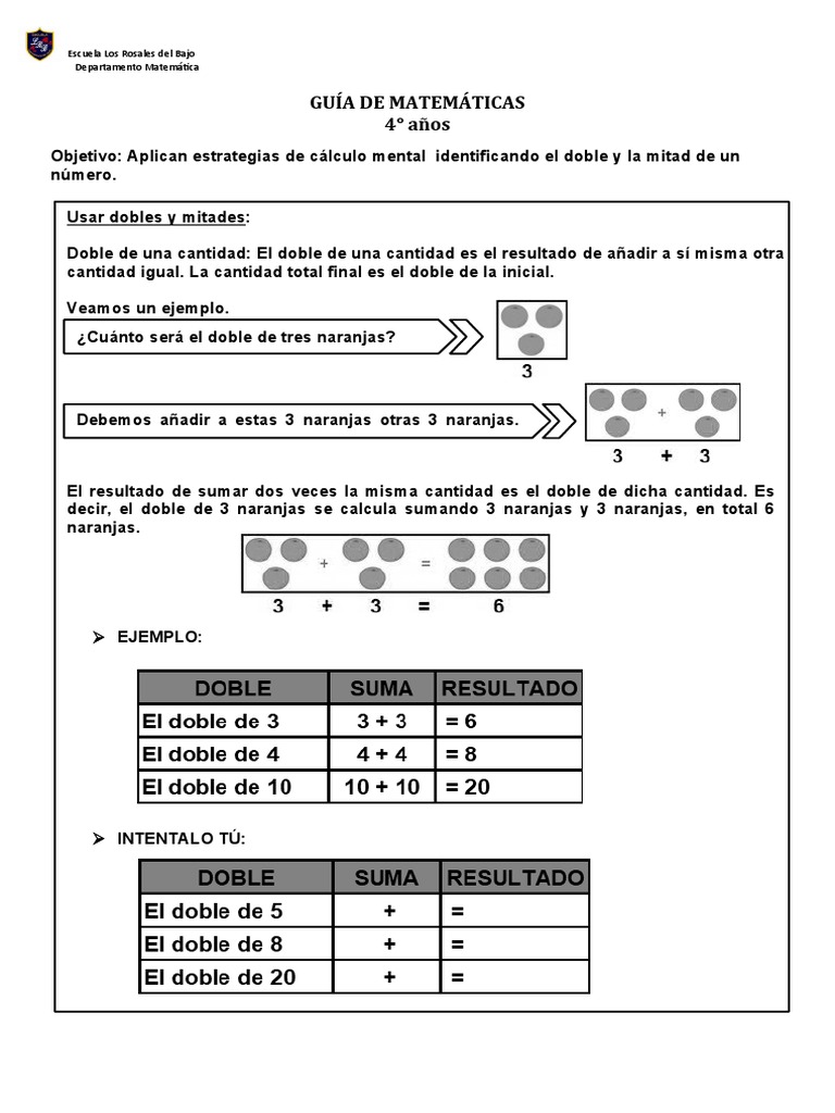 4º - Guía El Doble y Mitad | PDF