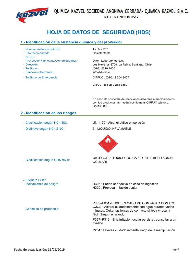 Alcohol 70 KAZ | PDF