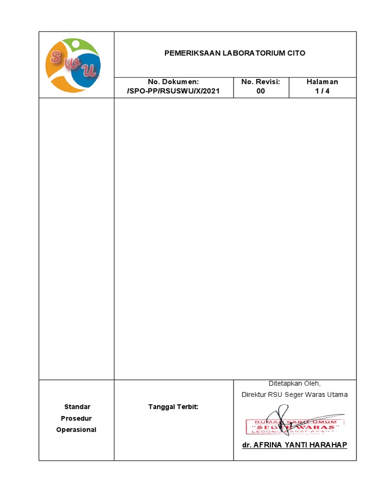 Spo Pemeriksaan Laboratorium Cito | PDF