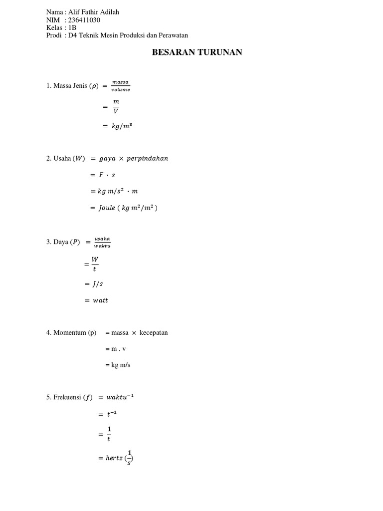 Besaran Turunan | PDF