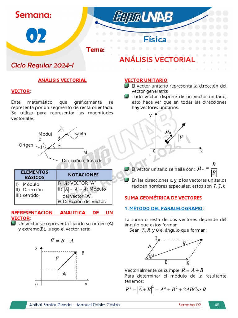 04 Semana 02 Física Analisis Vectorial | PDF | Vector Euclidiano | Geometría analítica