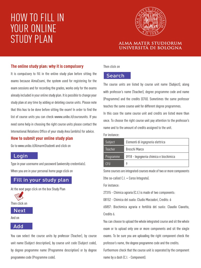 10 - Istruzioni Piano Di Studio ENG | PDF