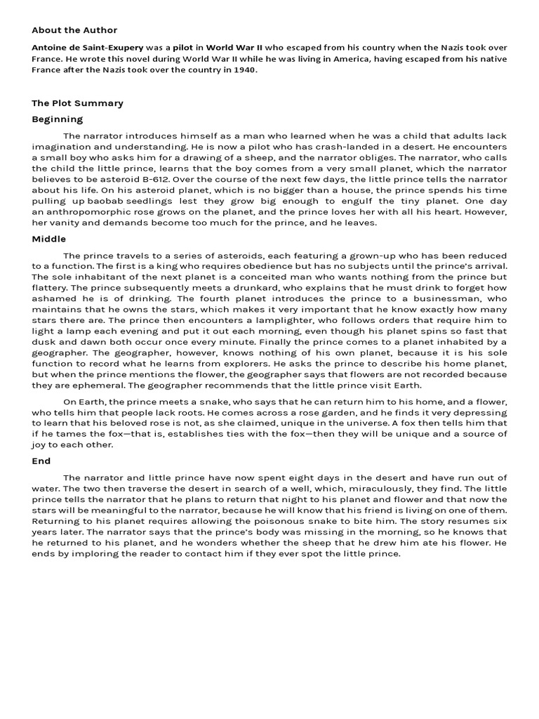 The Little Prince Handouts | PDF | The Little Prince
