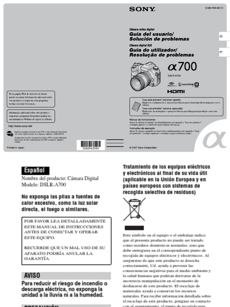 Sony A700 | PDF | Cámara | Exposición (fotografía)