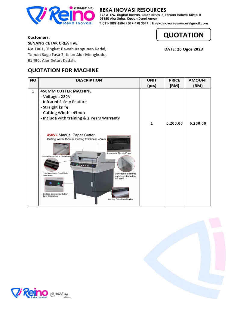 Quotation for Printing Machines | PDF | Technology & Engineering