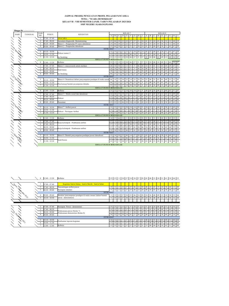 Jadwal Projek p5 Suara Demokrasi-Terbaru | PDF