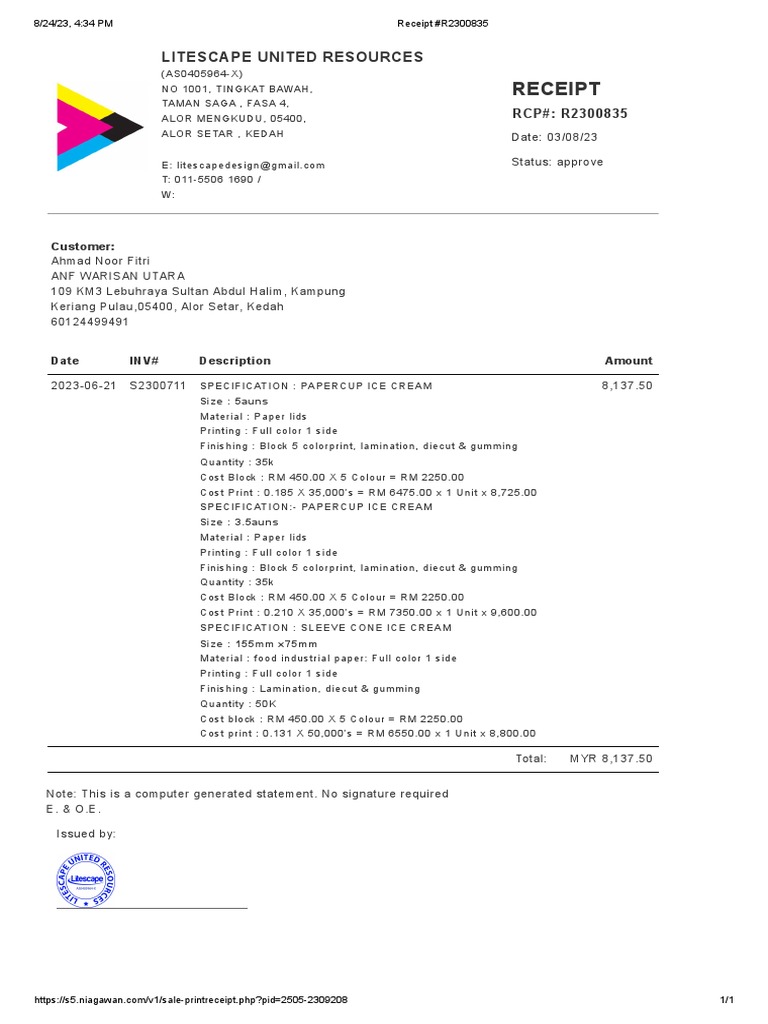 Format Resit Pembayaran | PDF