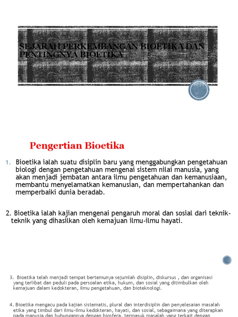 Sejarah dan Perkembangan Bioetika | PDF | Ilmu Sosial | Kesehatan Holistik
