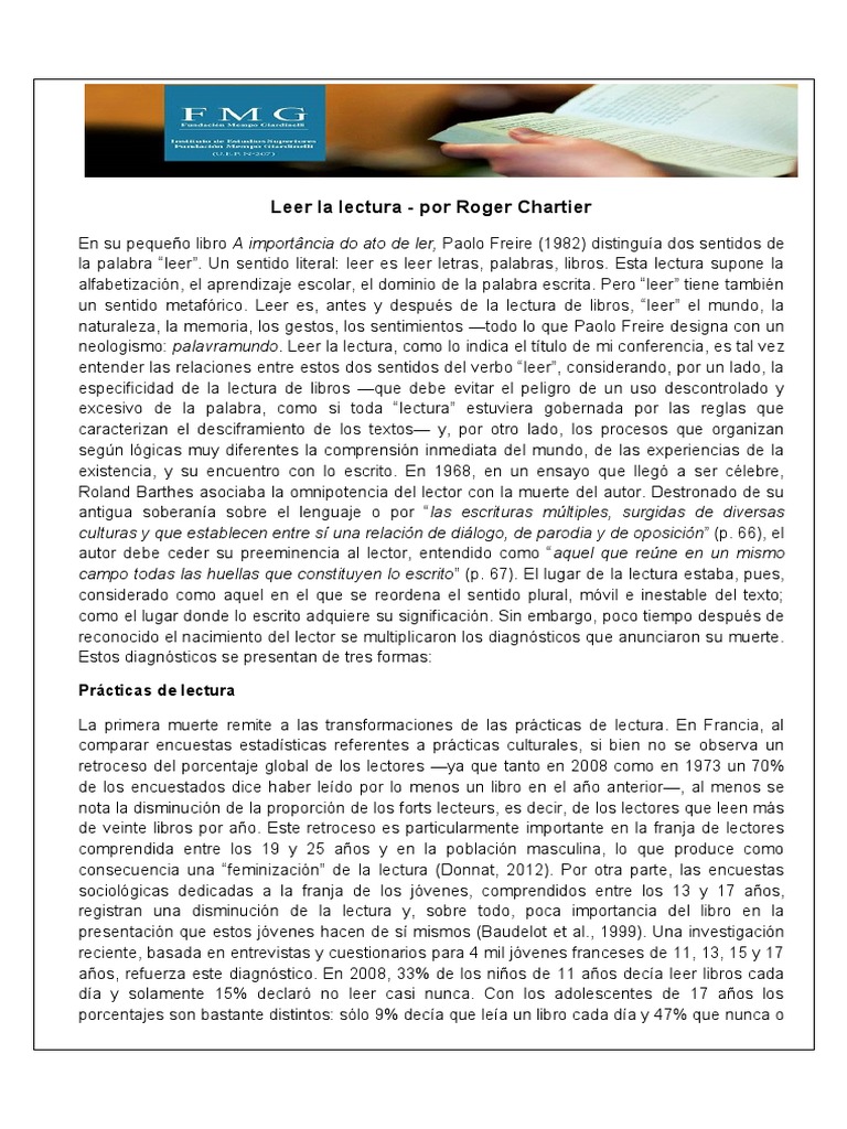 LEER LA LECTURA. Roger Chartier | PDF | Libros | Códice