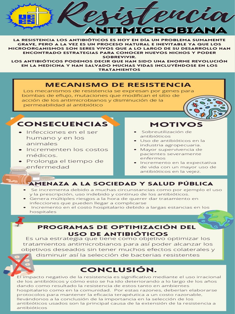 RESISTENCIA ANTIMICROBIANA Infografía | PDF | Resistencia antimicrobiana | Antimicrobiano