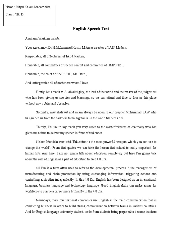 English Speech Text | PDF | Human Communication | Behavior Modification