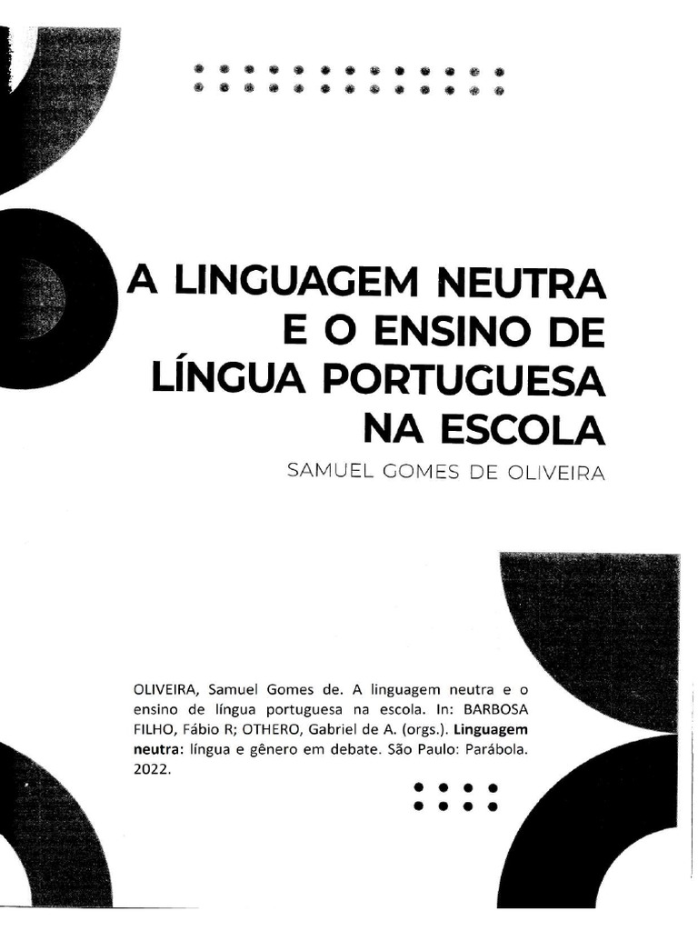 A Linguagem Neutra e o Ensino de Língua Portuguesa - Samuel G de ...