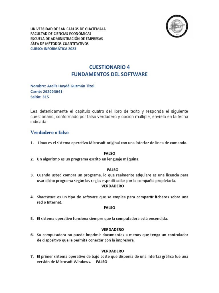 Cuestionario 4 | PDF | Sistema operativo | Programación