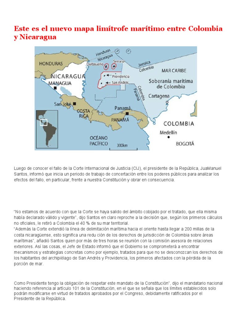 Nuevo mapa limítrofe Colombia-Nicaragua | PDF | Colombia | Nicaragua