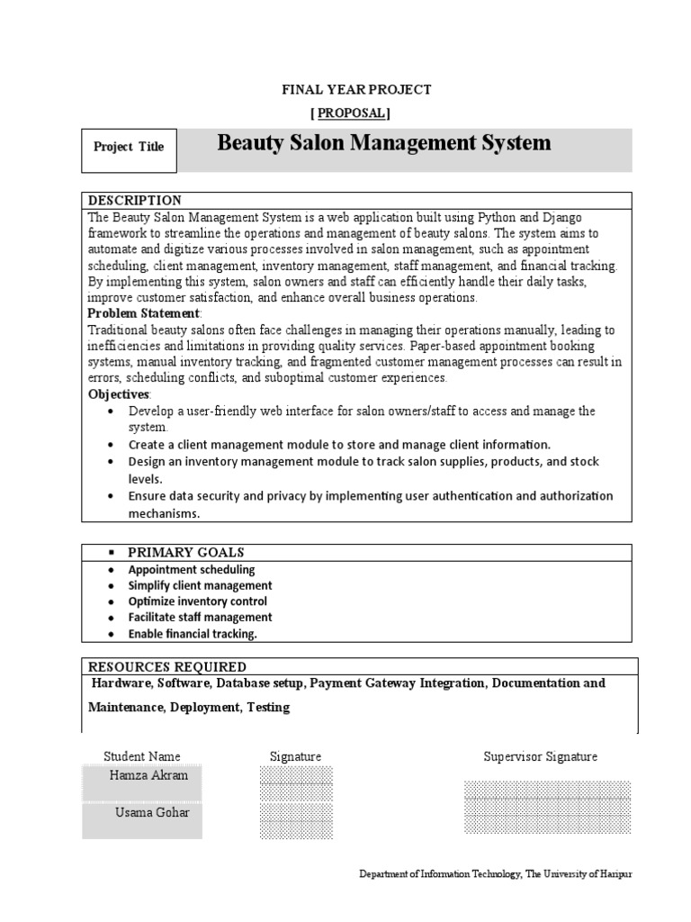 FYP - Proposal Salon M S | PDF