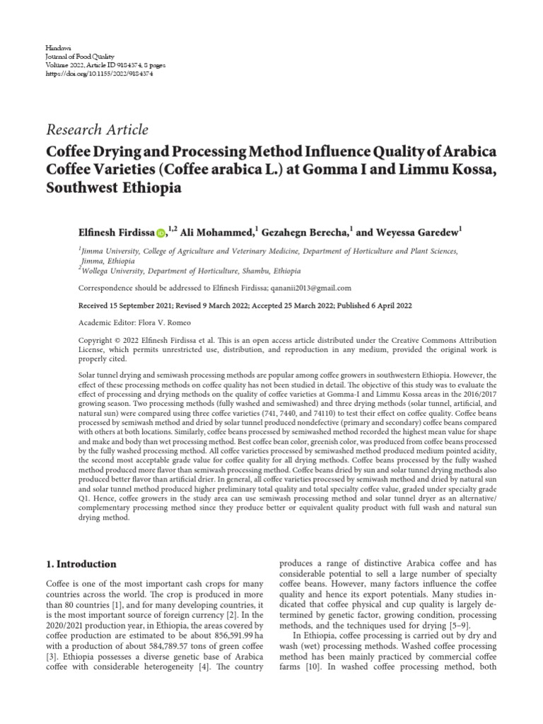 Coffee Drying and Processing Method Influence Qual | PDF | Coffee ...