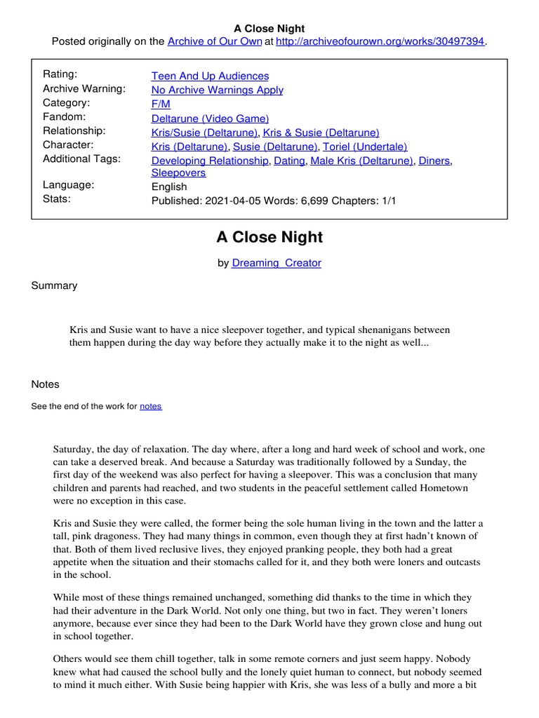 A Close Night | PDF | Laughter