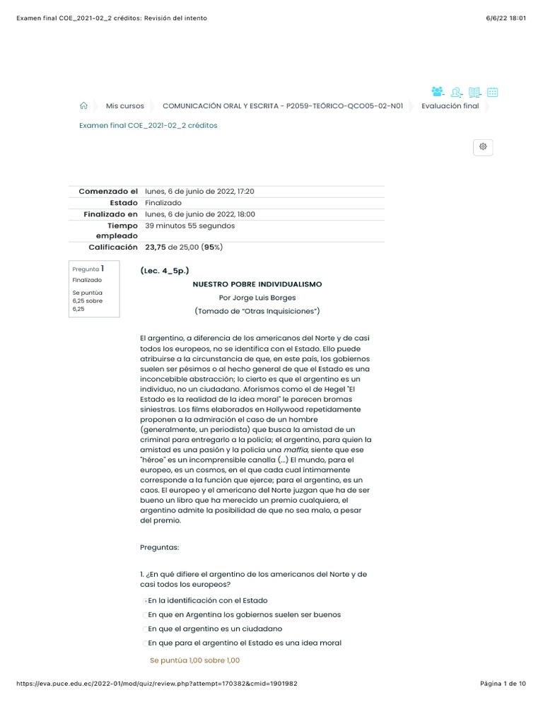 Examen Final COE - 2021-02 - 2 Créditos - Revisión Del Intento | PDF | Ultravioleta ...