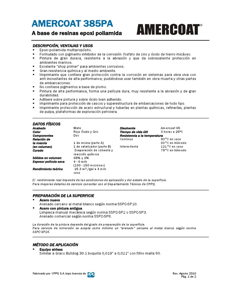 Amercoat_385_PA | PDF | Pintar | Corrosión