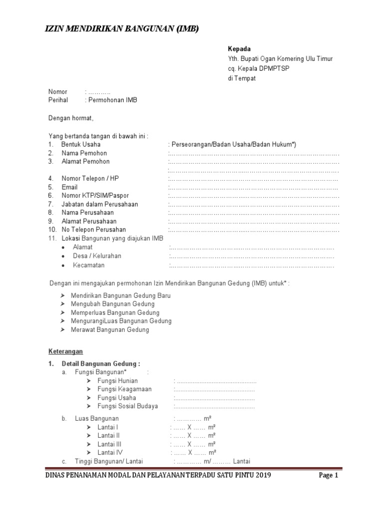 Blangko Imb Baru 2019 | PDF | Hukum