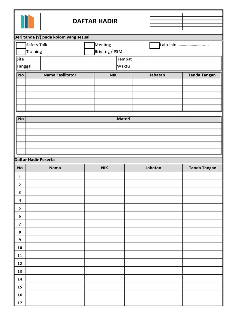 Formulir Daftar Hadir | PDF