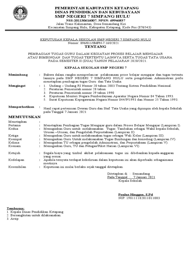 SK T.A 2020-2021 Genap | PDF