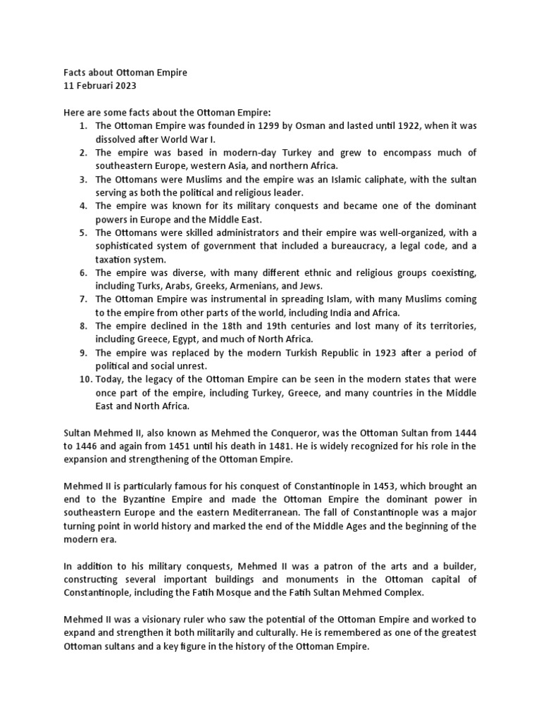 Facts About Ottoman Empire | PDF | Ottoman Empire | Vlad The Impaler