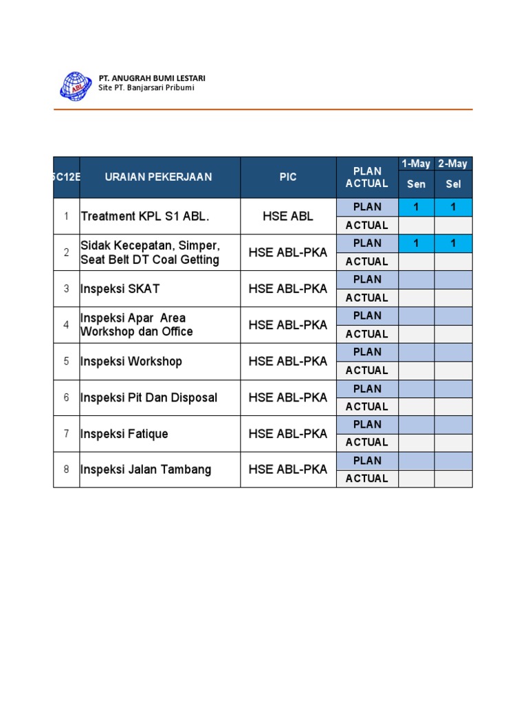 HSE Inspection Plan May 2023 | PDF