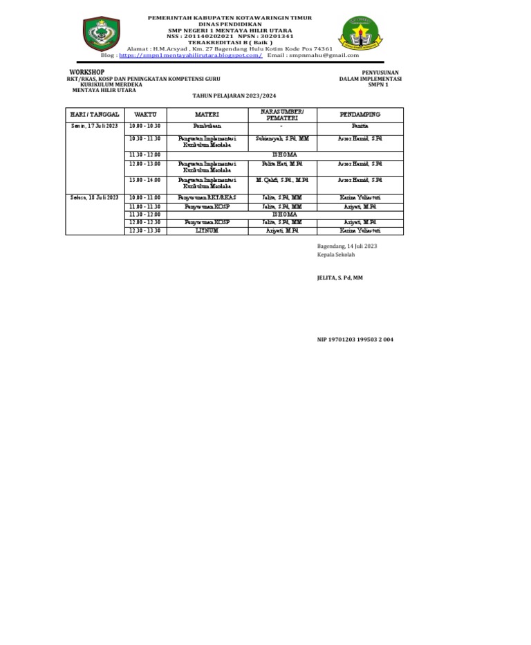 Jadwal Workshop | PDF