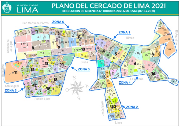 Mapa Cercado de Lima - 06 Zonas | PDF