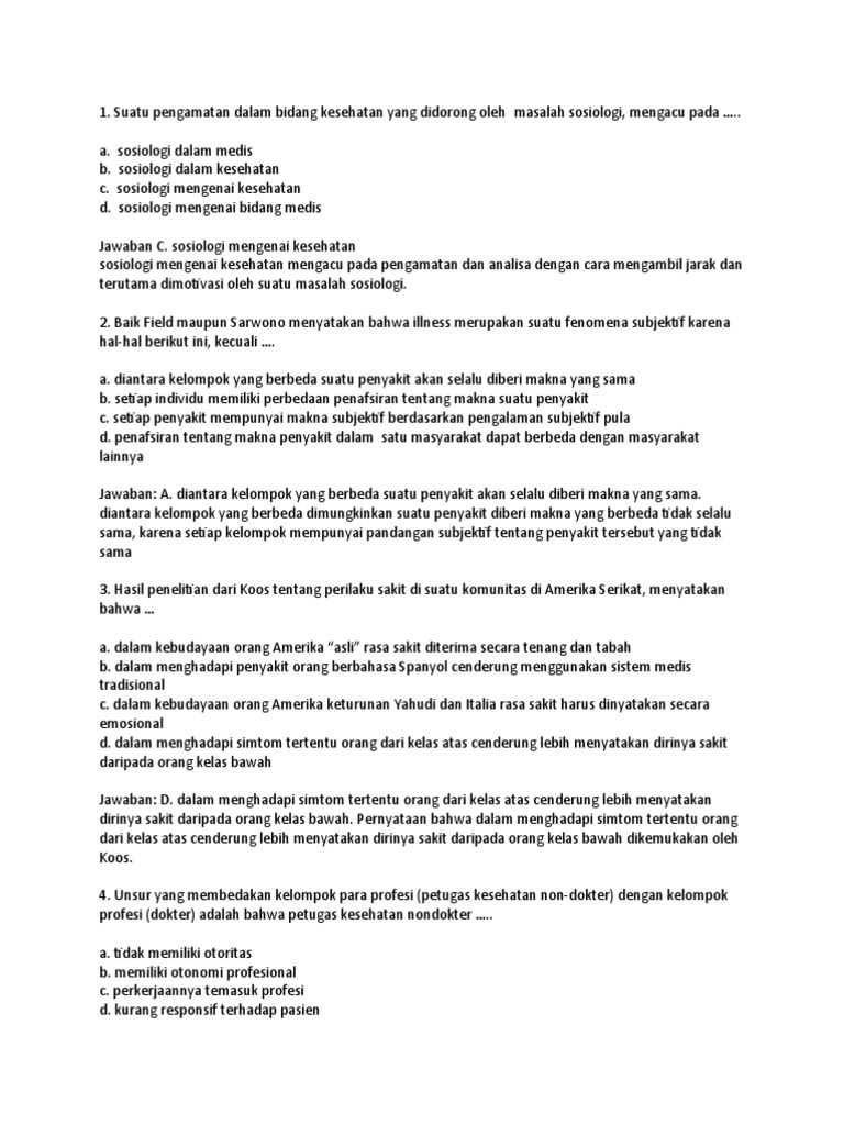 Soal TKB | PDF | Kesehatan Holistik