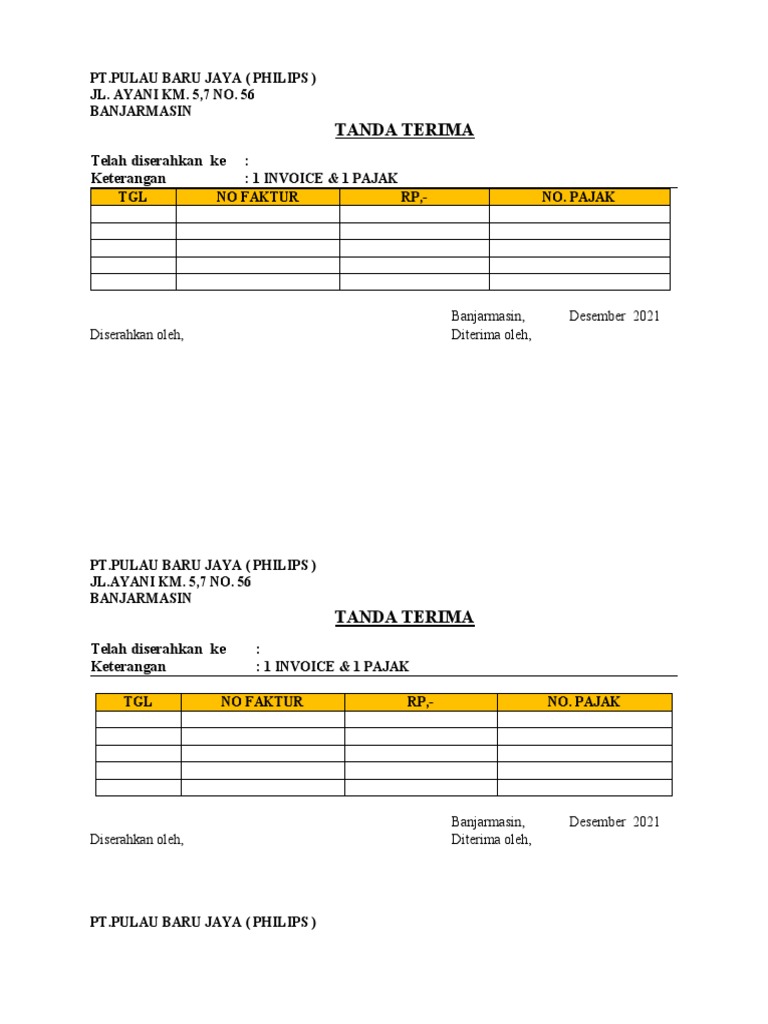 Tanda Terima Tukar Faktur | PDF