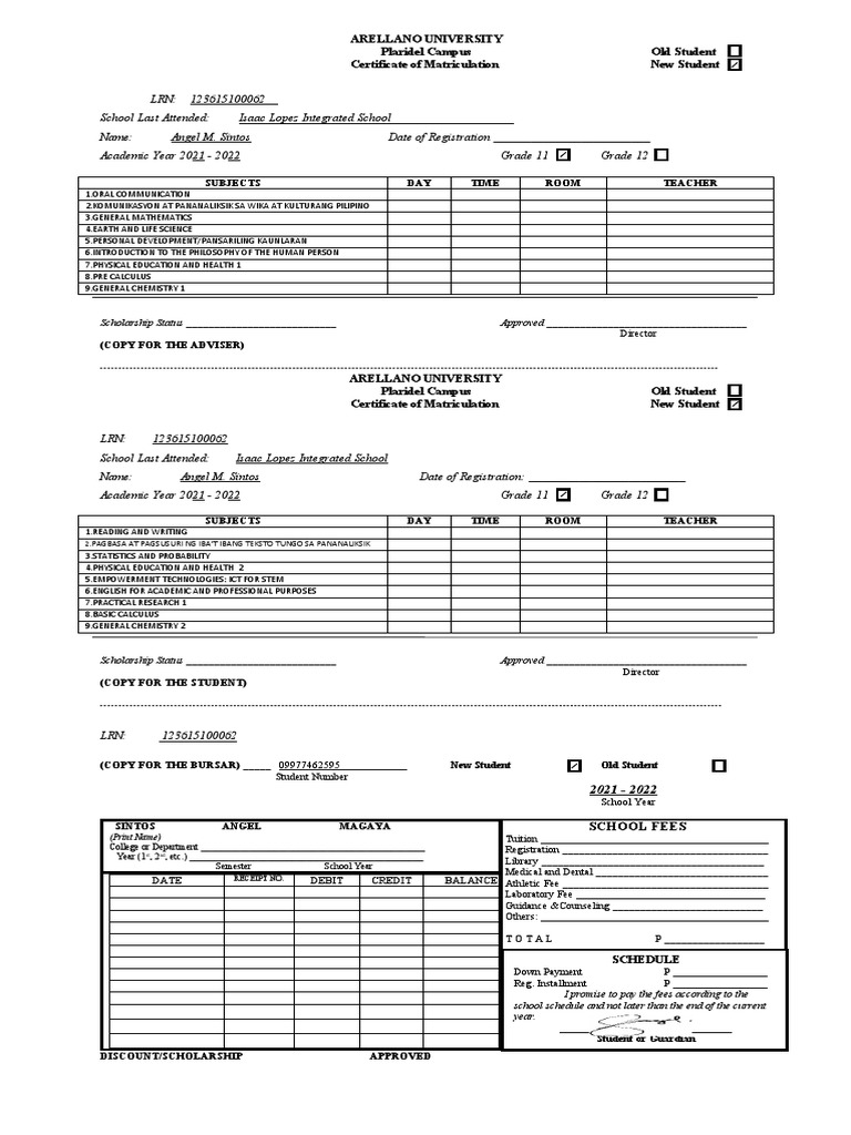 STEM COM Certificate of Matriculation | PDF | Science, Technology ...
