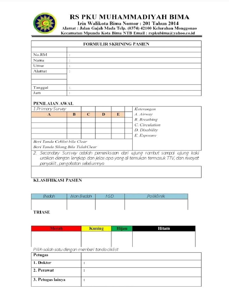 Form Skrining Pasien | PDF