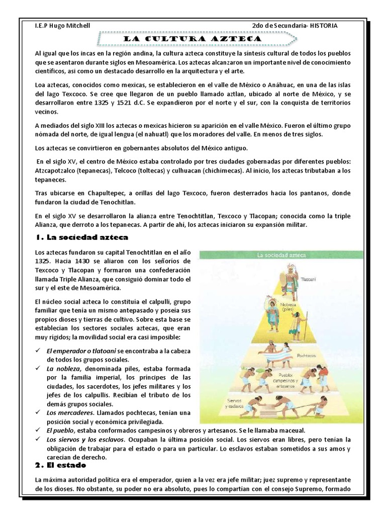 Cultura Azteca: Historia y Sociedad | PDF | Mesoamérica