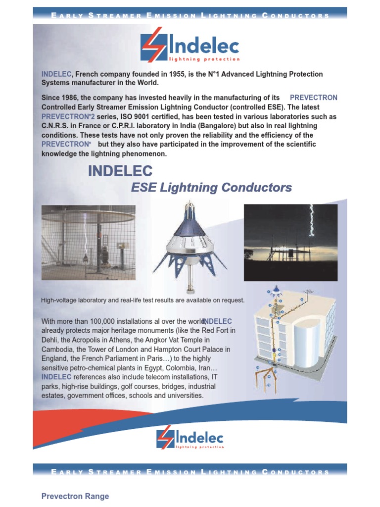 Indelec Prevectron Lightning Protection | PDF | Lightning | Physical ...