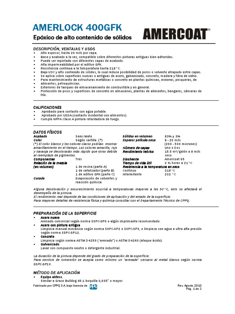 Amerlock 400 GFK | Descargar gratis PDF | Hormigón | Pintar