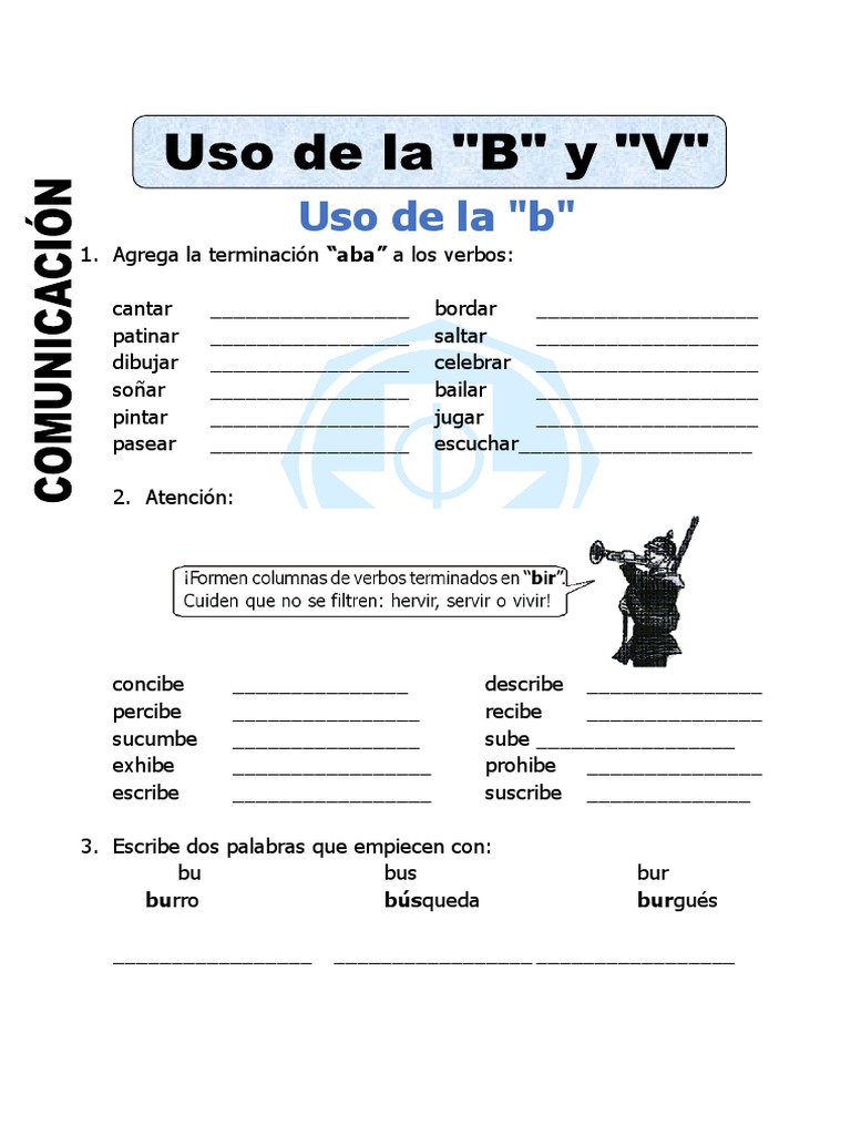 Ficha de Uso de La B y V para Segundo de Primaria | PDF