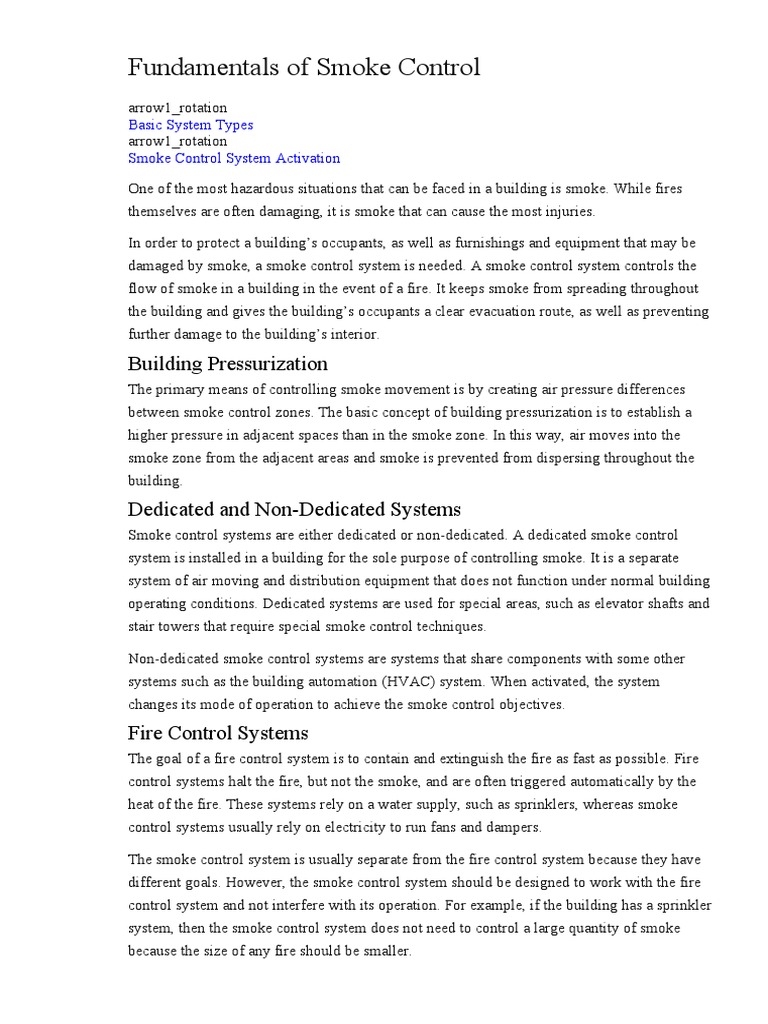 Fundamentals of Smoke Control | Download Free PDF | Elevator | Stairs