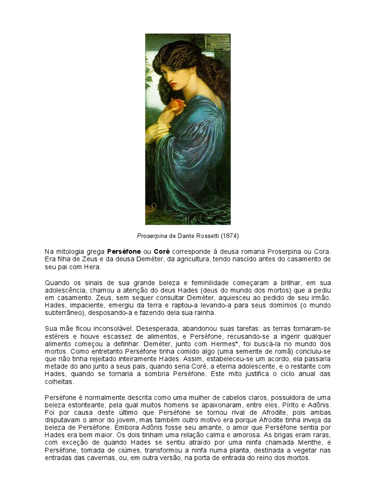 Perséfone | PDF | Perséfone | Religião grega antiga