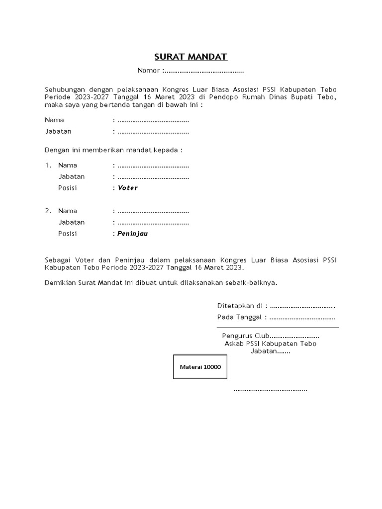 Surat Mandat | PDF