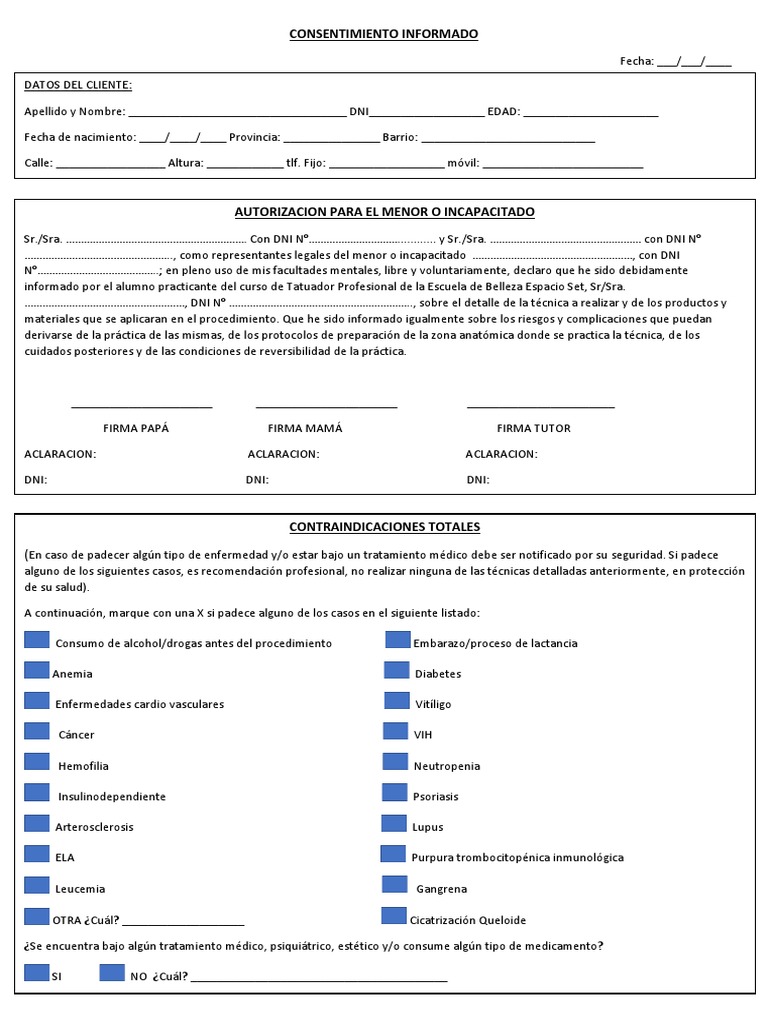 Consentimiento Informado | PDF | Medicina CLINICA | Ciencias de la Salud