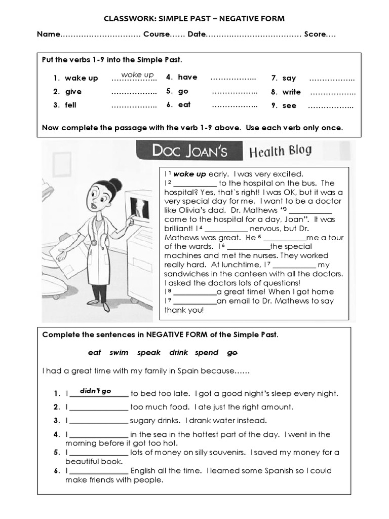 CLASSWORK Negative Form | PDF | Foreign Language Studies