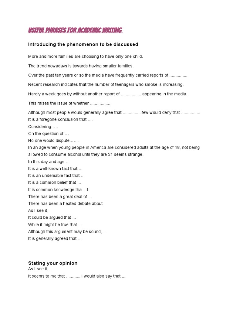 Useful Phrases For Academic Writing | PDF | Reason