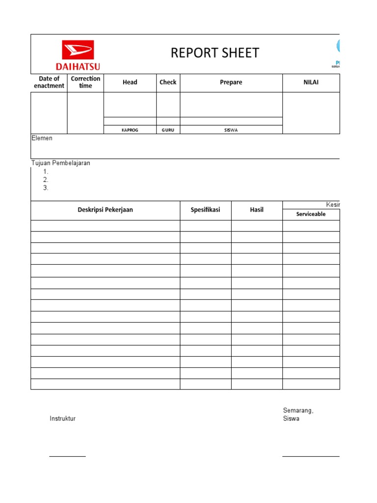 Form Report Sheet | PDF